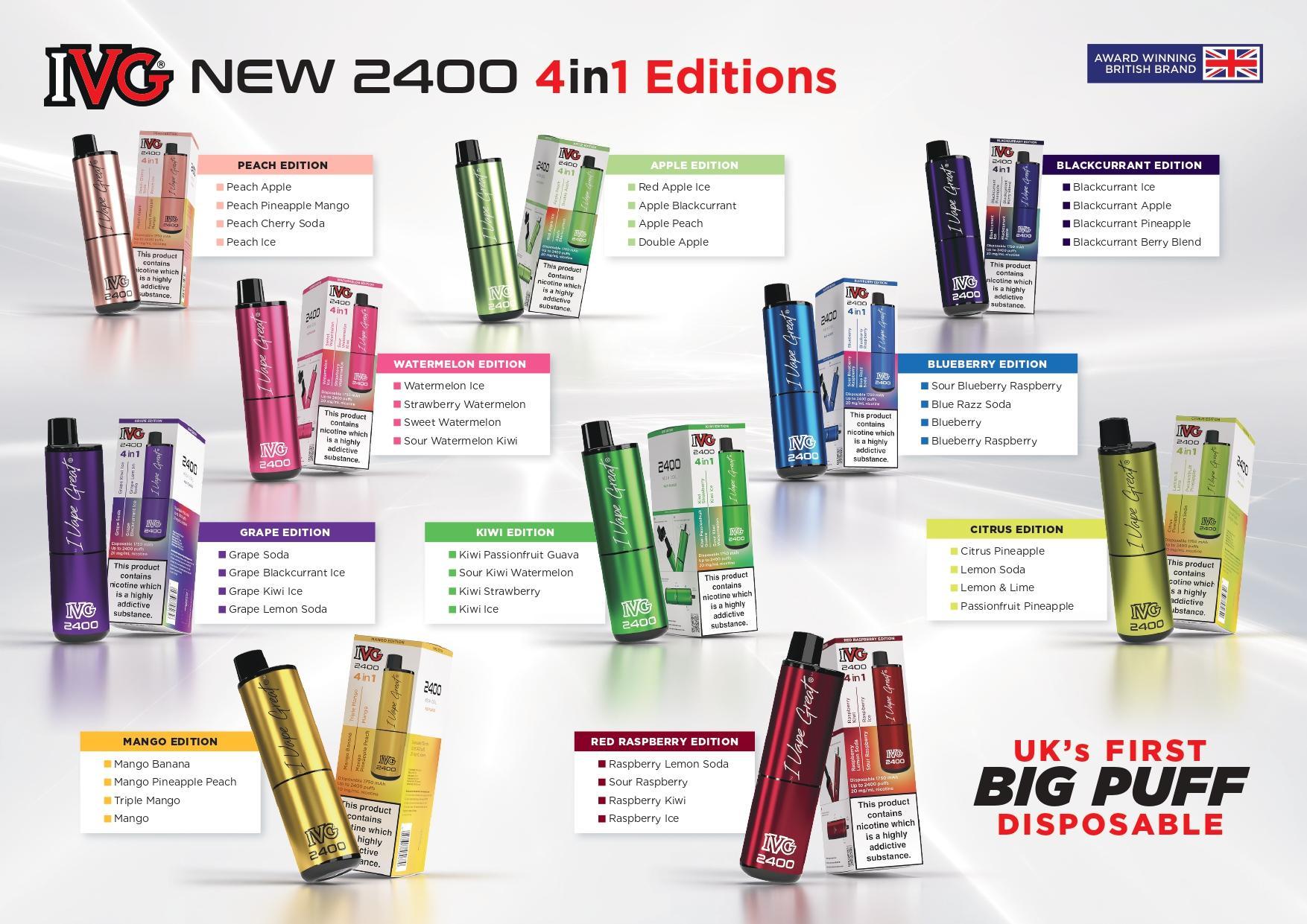 Buy IVG 2400 10 New Editions Just £9.99 Any 3 for 25.99 - Vape Connect ...
