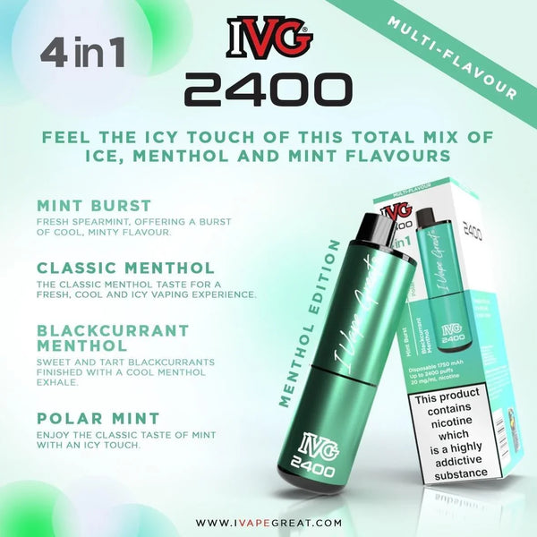 IVG 2400 Menthol Edition Disposable - £7.99 Any 3 for £22